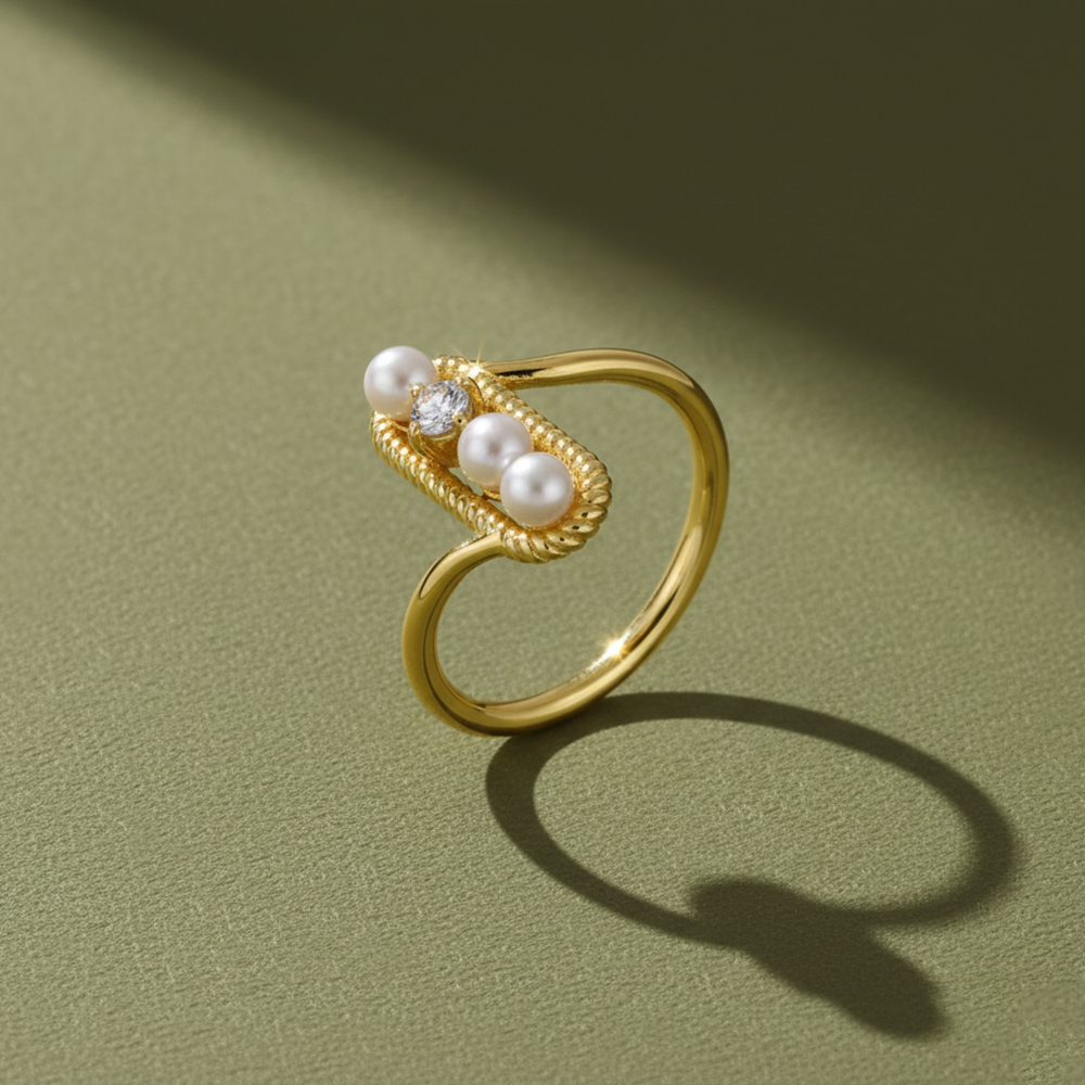 Mizuki Pearl Ring 925 Silver | Gold-Plated Jewellery – Nishani Studio